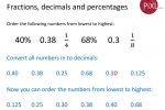 Ordering the Fractions, Decimals and Percentages